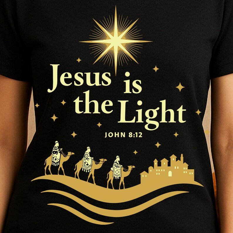 Jesus is the Light Christmas SVG Cut File for Black Shirts | Christmas ...