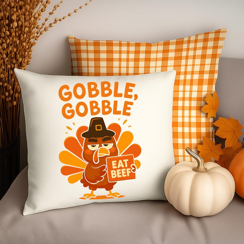 Funny Thanksgiving Cricut Cut File | “gobble Gobble Eat Beef” Turkey ...