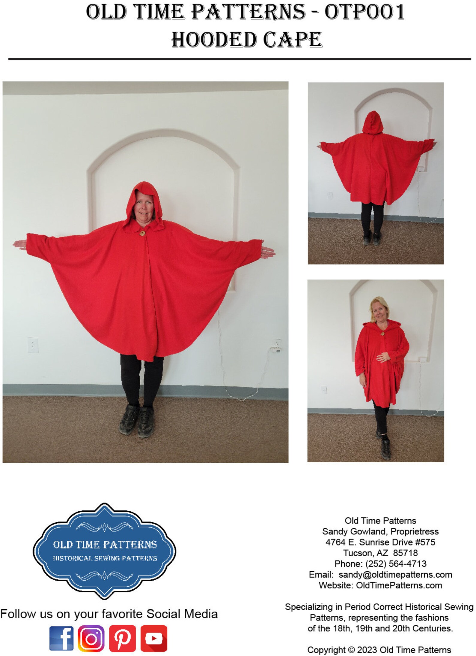 Sleeved Cape With Optional Hood, Sewing Pattern, Digital Download, PDF ...