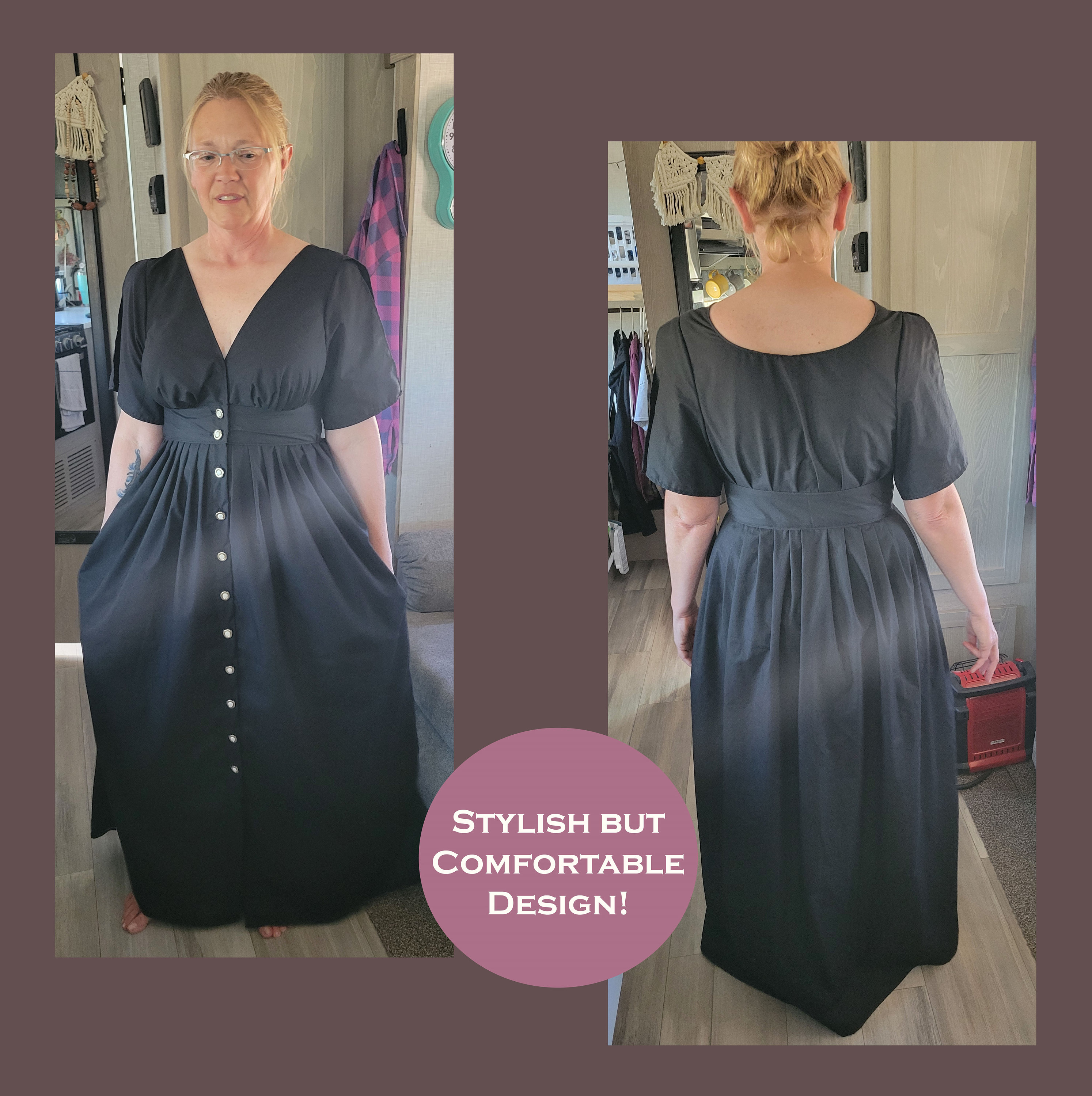 Empire Waist Dress Pattern, Maxi Dress Sewing Pattern, Beginner ...
