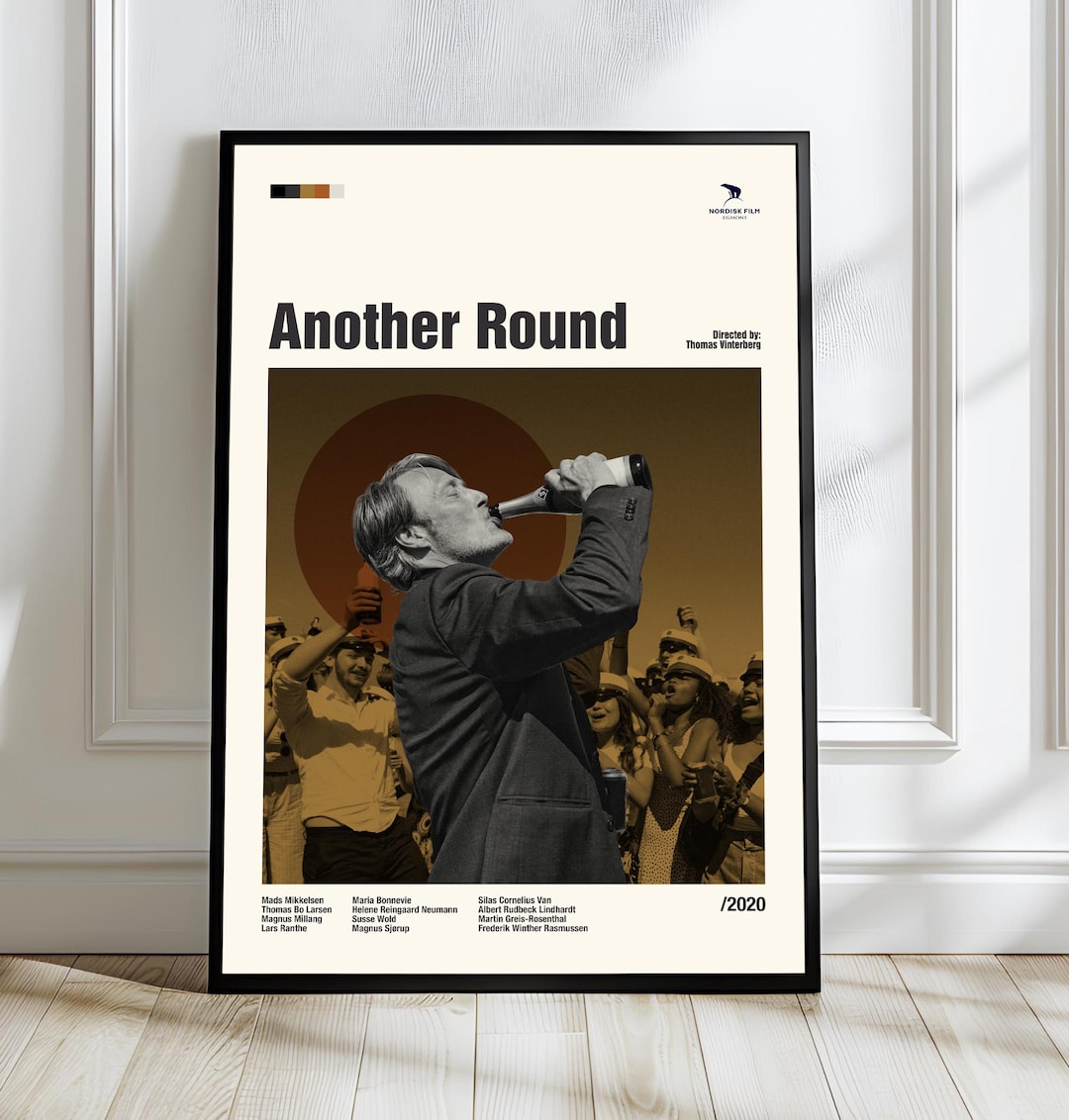 Another Round Movie Poster, Mid-century Modern Art Print, Gift for Him ...