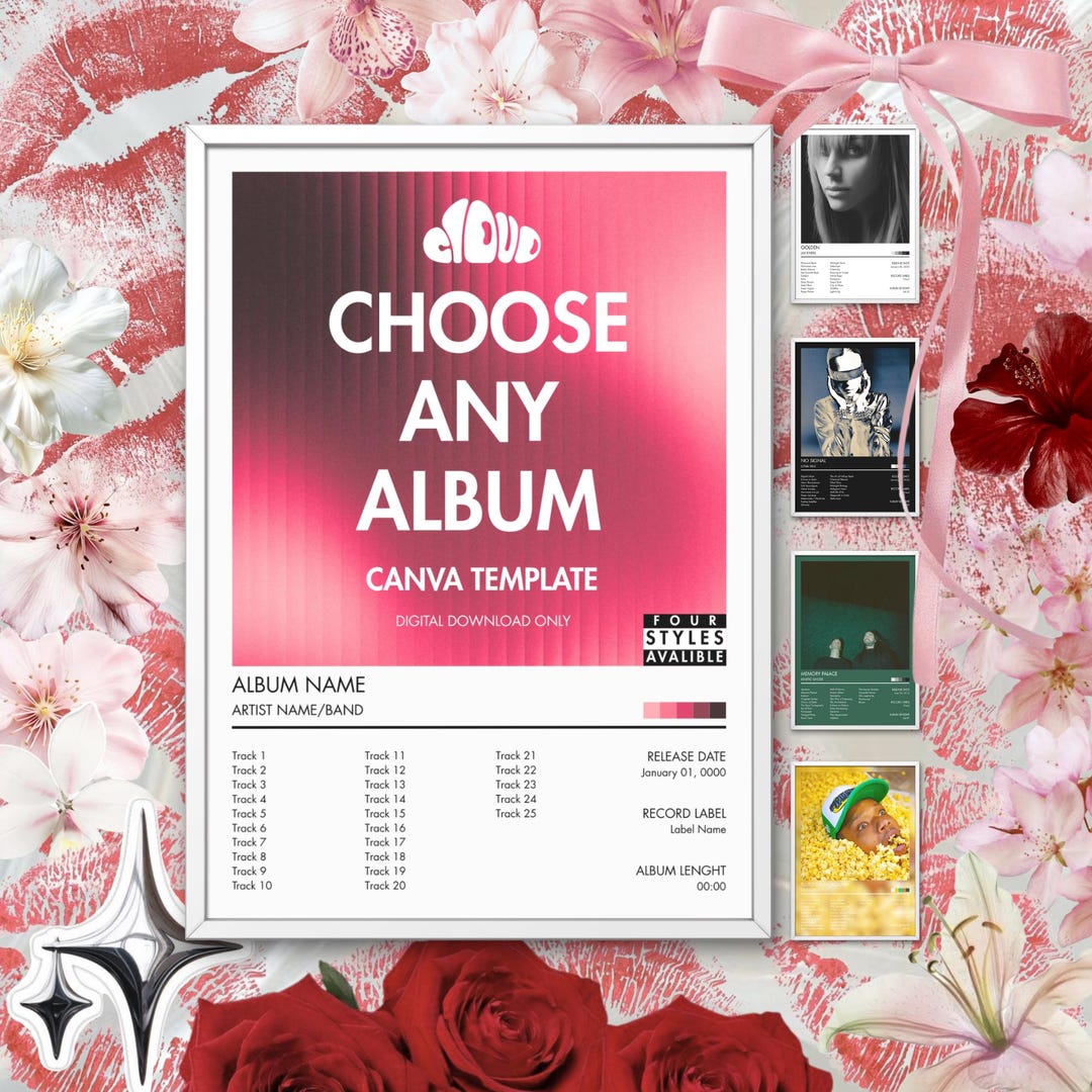 Album Poster Template | Editable Canva Template | Music Wall Art | Home ...