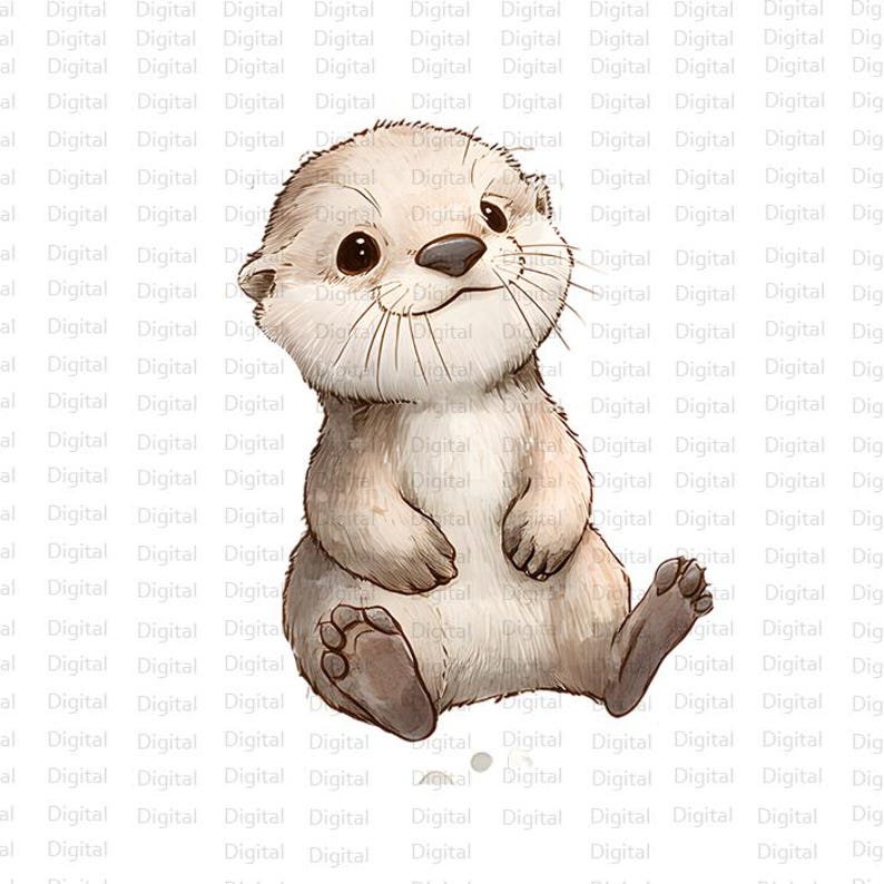 Cute Otter Watercolor Clipart Bundle: Nursery Animal Watercolor (PNG ...