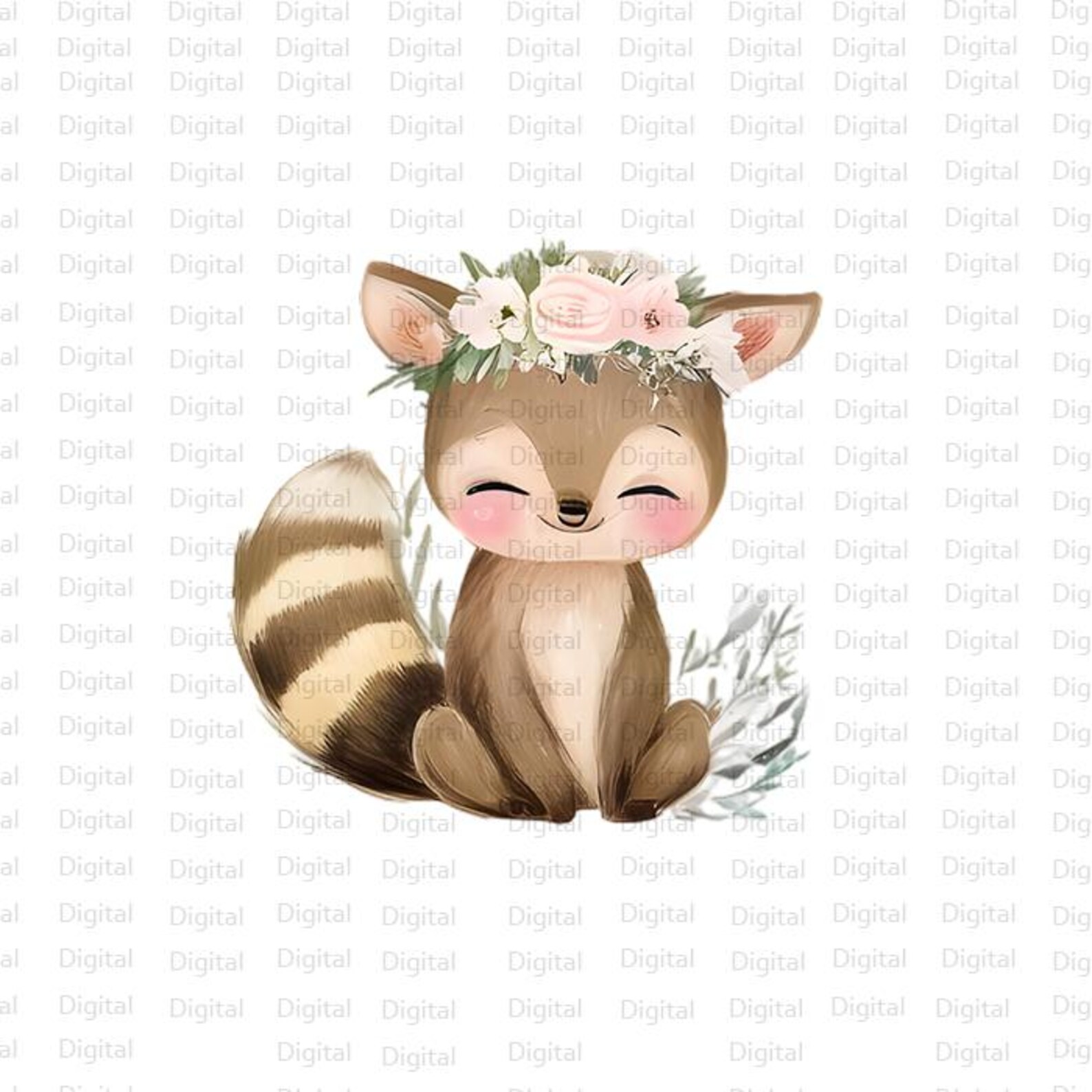 Watercolor Woodland Animals Clipart Set: Floral Nursery PNG (digital ...