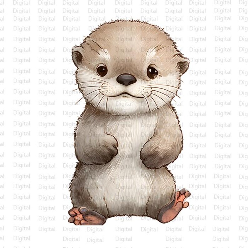 Cute Otter Watercolor Clipart Bundle: Nursery Animal Watercolor (PNG ...