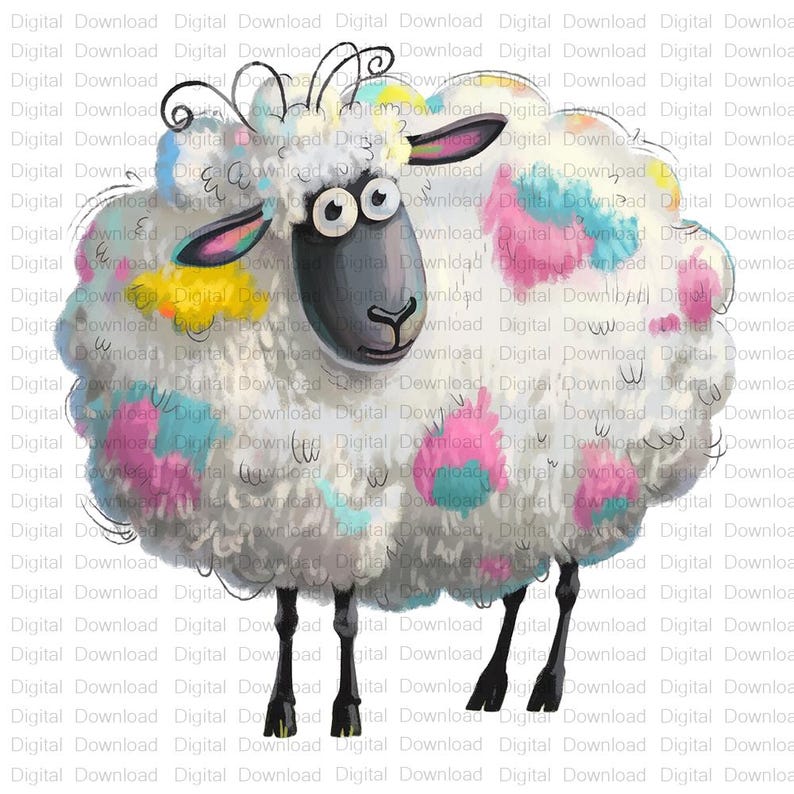 Watercolor Sheep Clipart Bundle | Funny Animal PNG Graphics (digital ...
