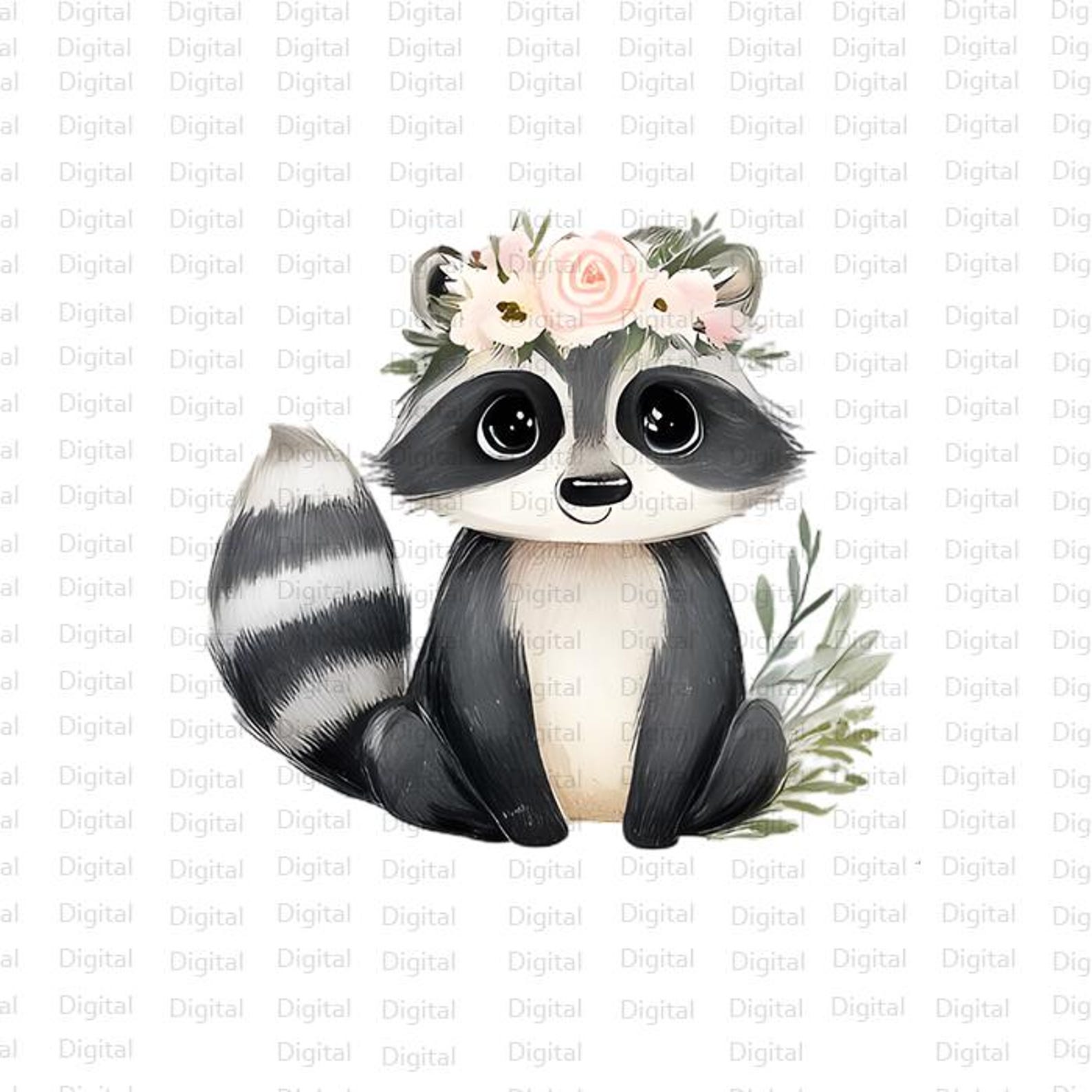Watercolor Woodland Animals Clipart Set: Floral Nursery PNG (digital ...