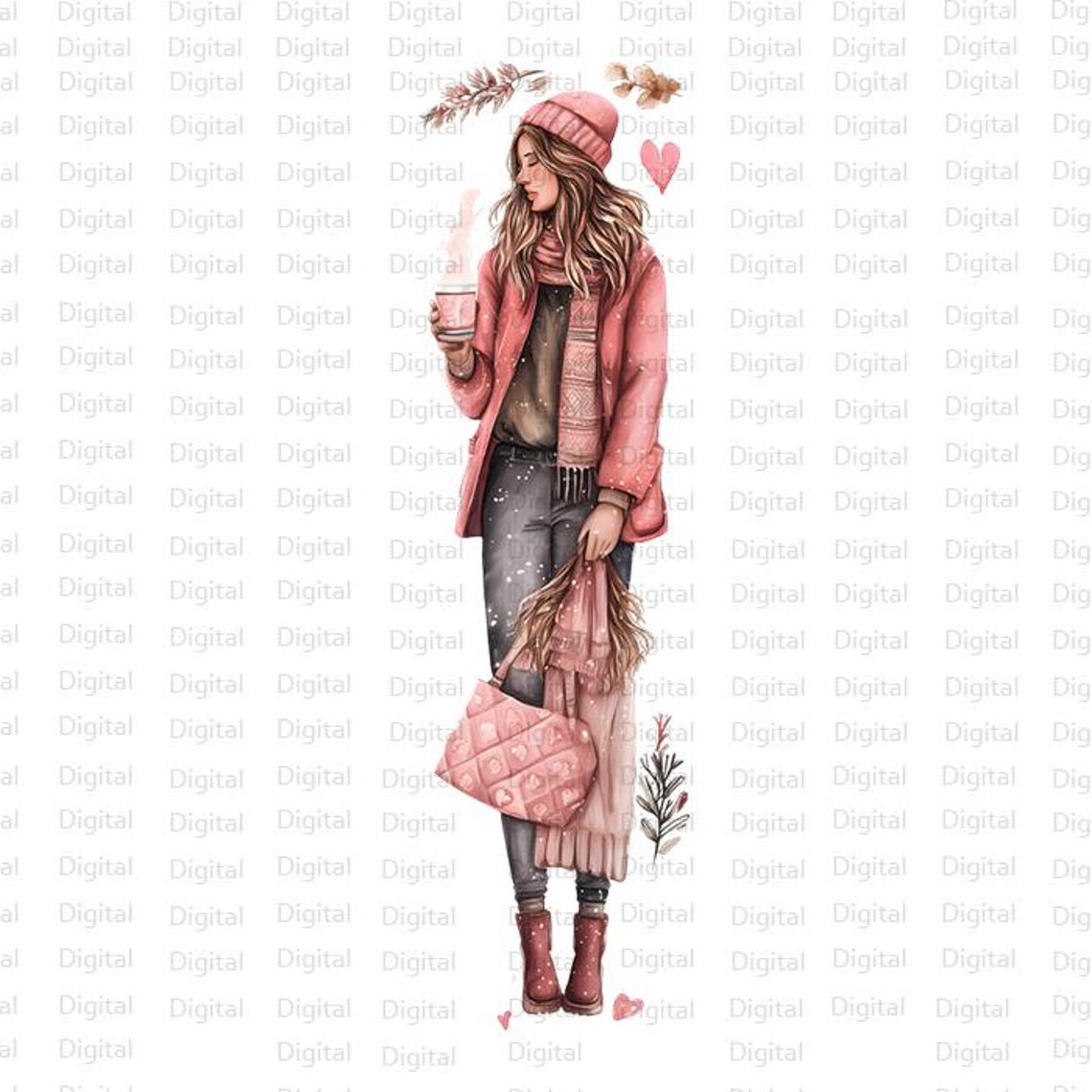 Watercolor Girly Cozy Season Clipart Bundle: Digital Stickers PNG ...