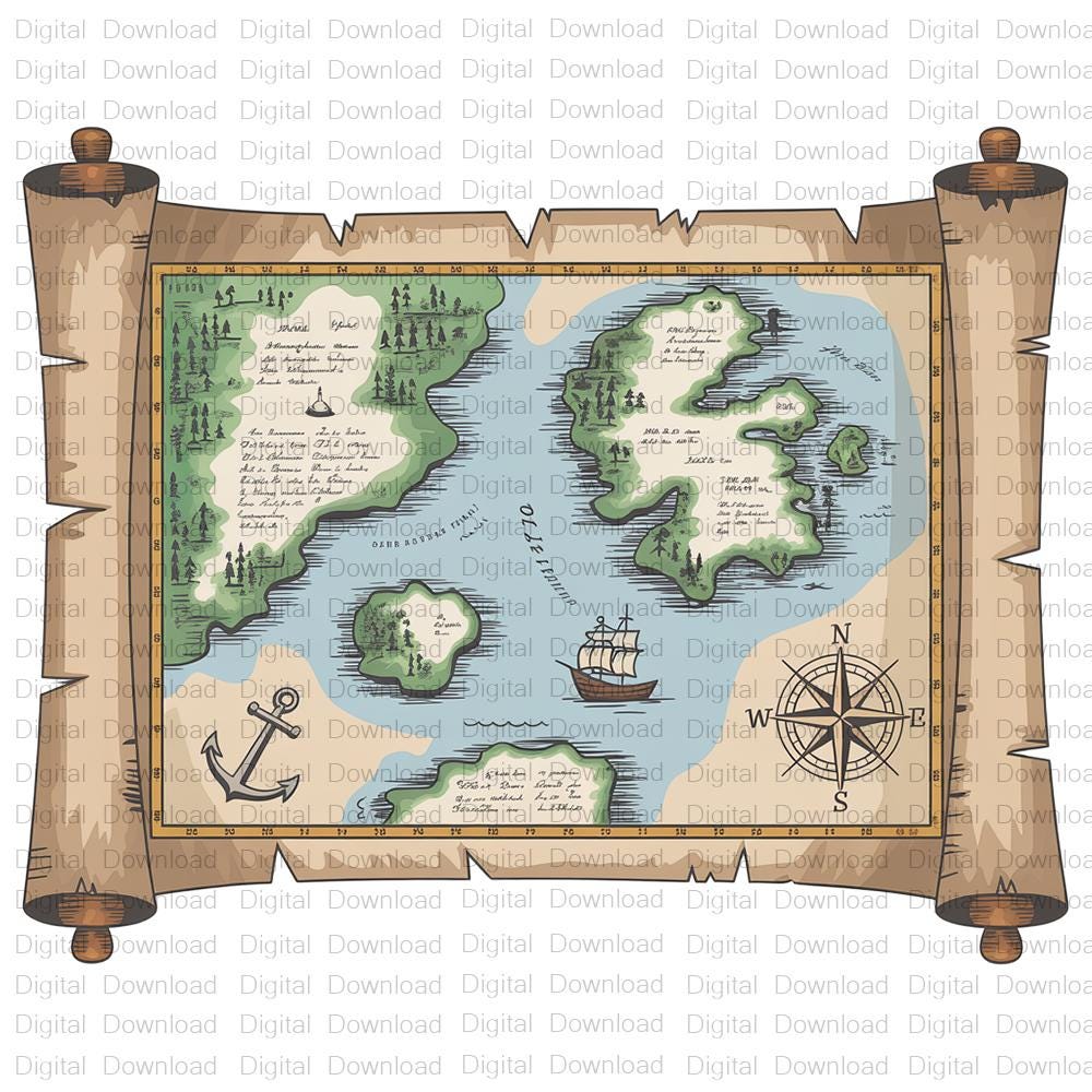 Watercolor Treasure Map Clipart Set: 8 PNG Graphics (digital Download ...
