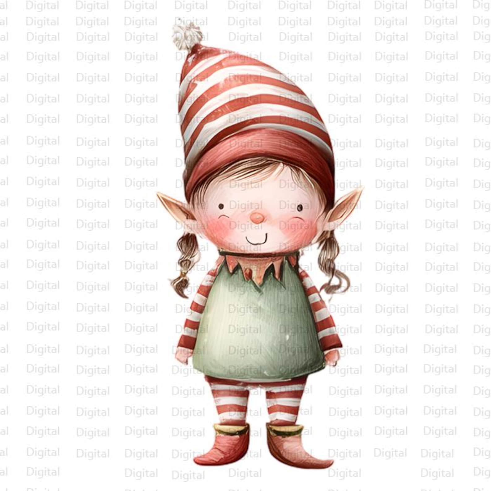 Christmas Elf Watercolor Clipart: PNG Bundle (digital Download) - Etsy
