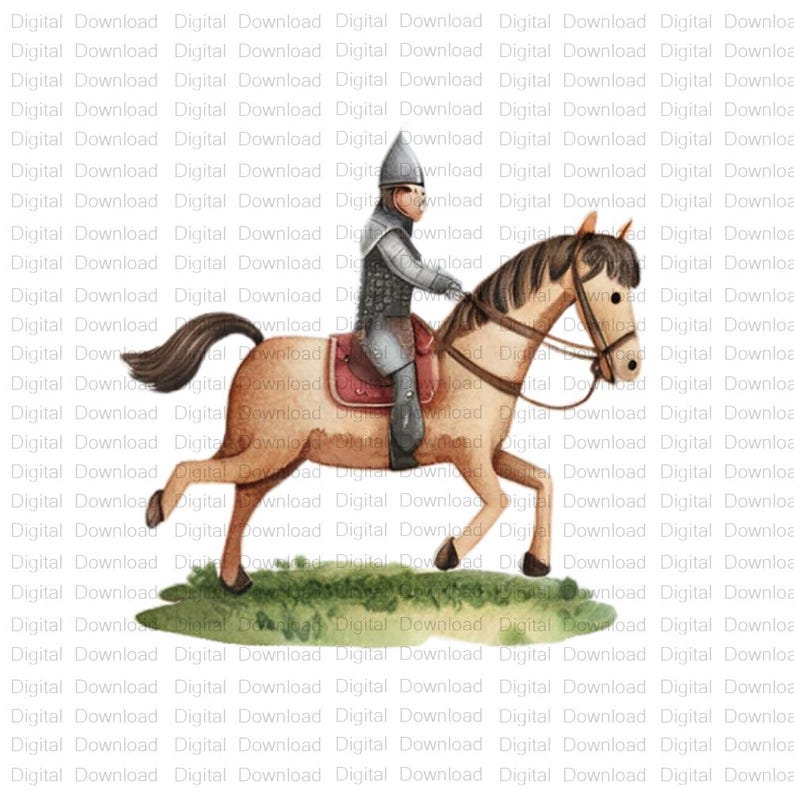 Watercolor Knight Clipart Bundle: Medieval Kingdom PNG (digital ...