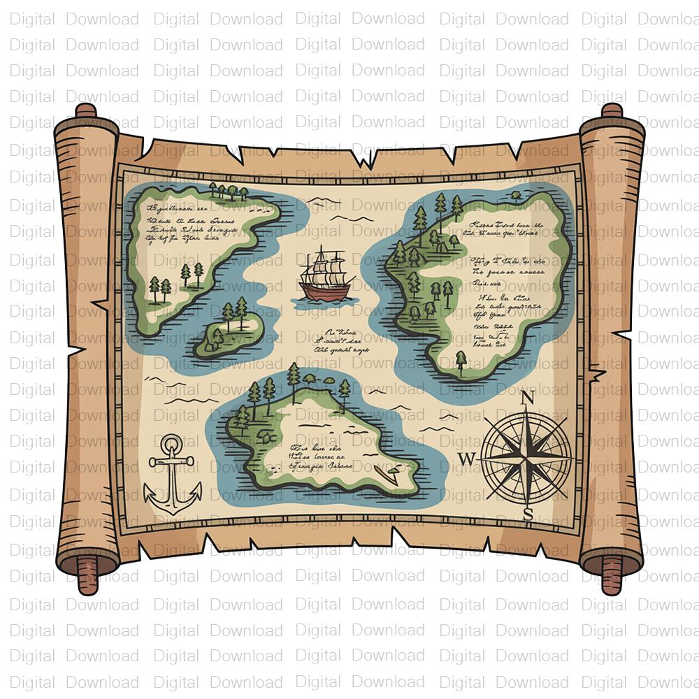 Watercolor Treasure Map Clipart Set: 8 PNG Graphics (digital Download ...