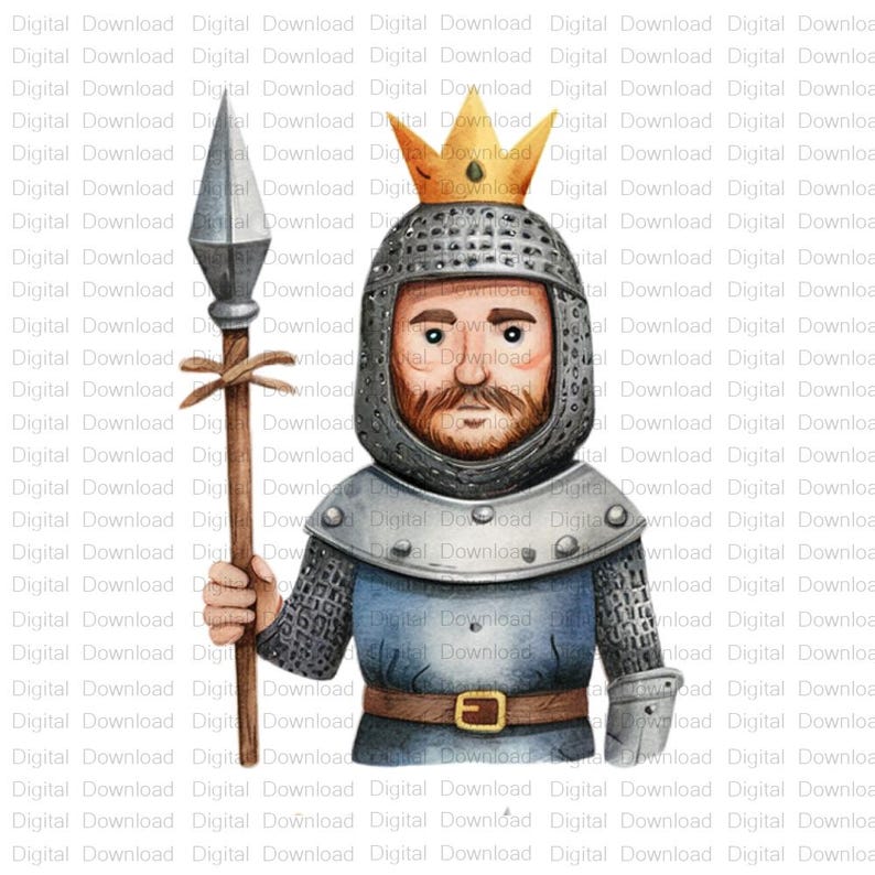 Watercolor Knight Clipart Bundle: Medieval Kingdom PNG (digital ...