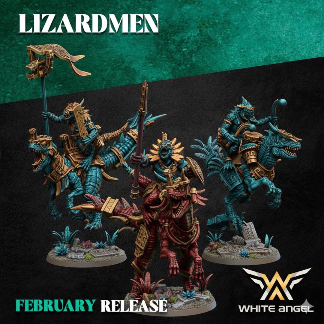 Lizard Cavalry Miniature - Beast Rider - Free Base Included - Fantasy ...