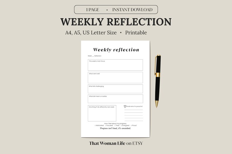 Weekly Reflection Worksheet | Week in Review and Weekly Assessment ...