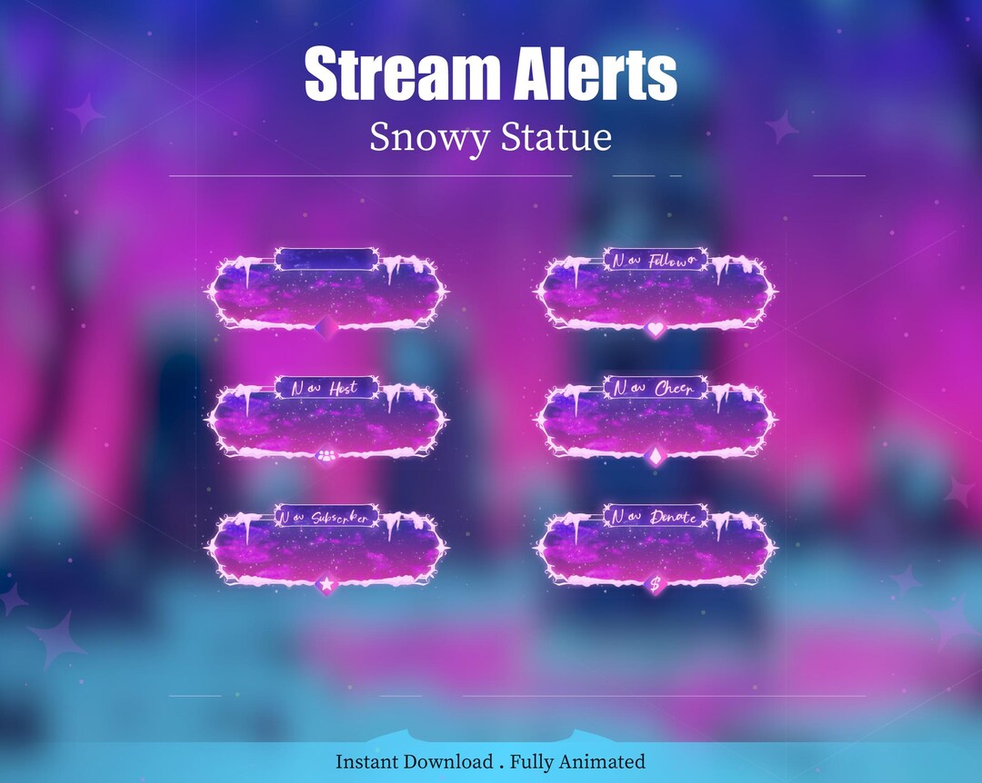 Snowy Winter Animated Stream Alerts, Purple Pink Cute Aesthetic Twitch ...