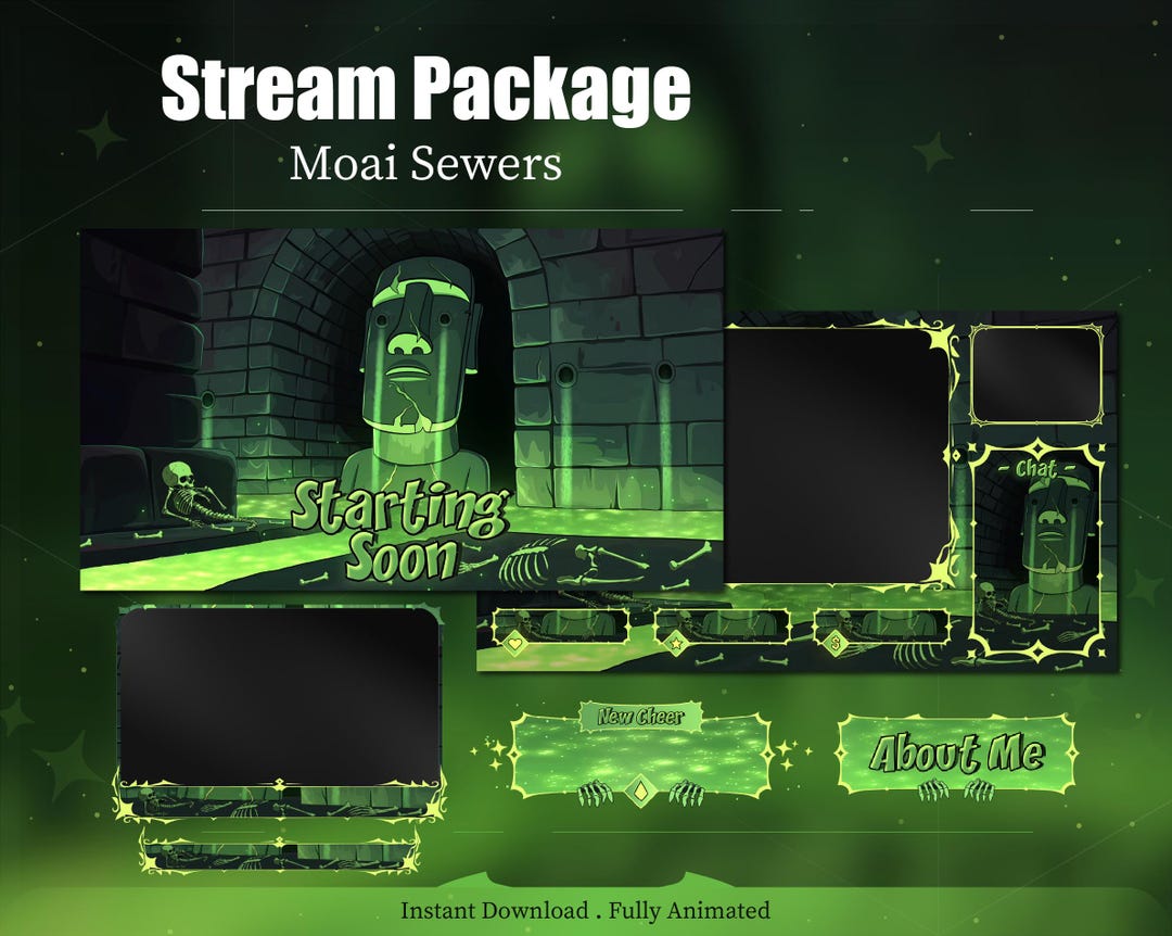 Underground Sewer Animated Twitch Overlay Package, Spooky Skeleton ...