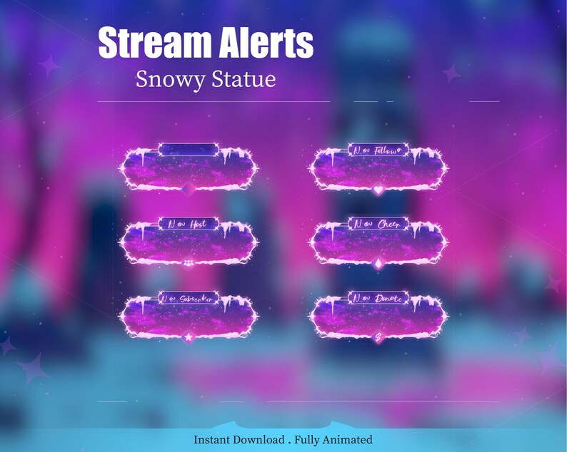 Snowy Statue Animated Twitch Overlay Package, Fantasy Winter Stream ...