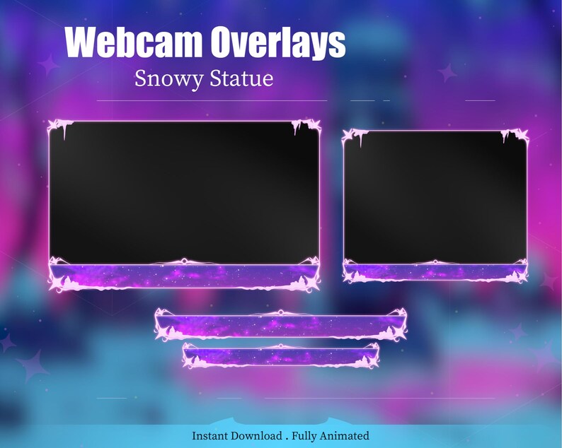 Snowy Statue Animated Twitch Overlay Package, Fantasy Winter Stream ...