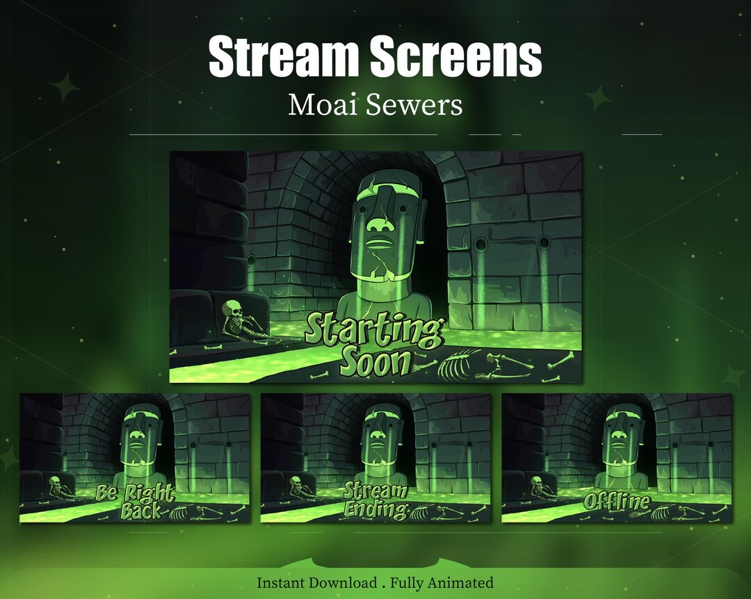 Underground Sewer Animated Screen Overlay Package, Spooky Moai Scene ...