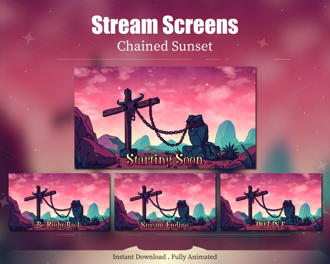 Desert Skull Sunset Animated Screen Overlay Package, Pastel Wasteland ...