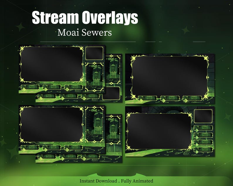 Underground Sewer Animated Twitch Overlay Package, Spooky Skeleton ...