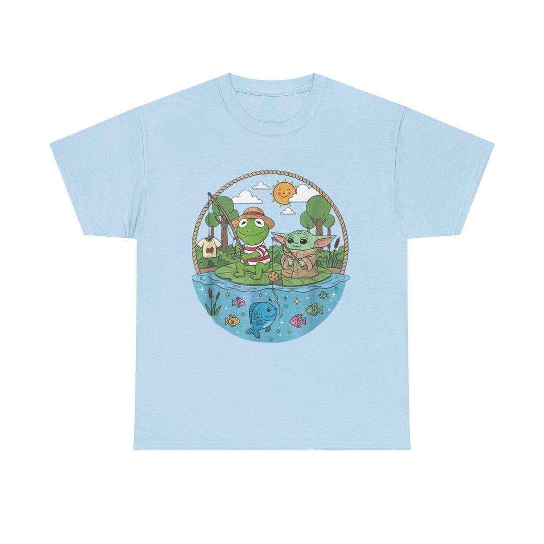 Baby Kermit and Baby Grogu Beach Scene Tee | Cute Frog and Yoda-style ...