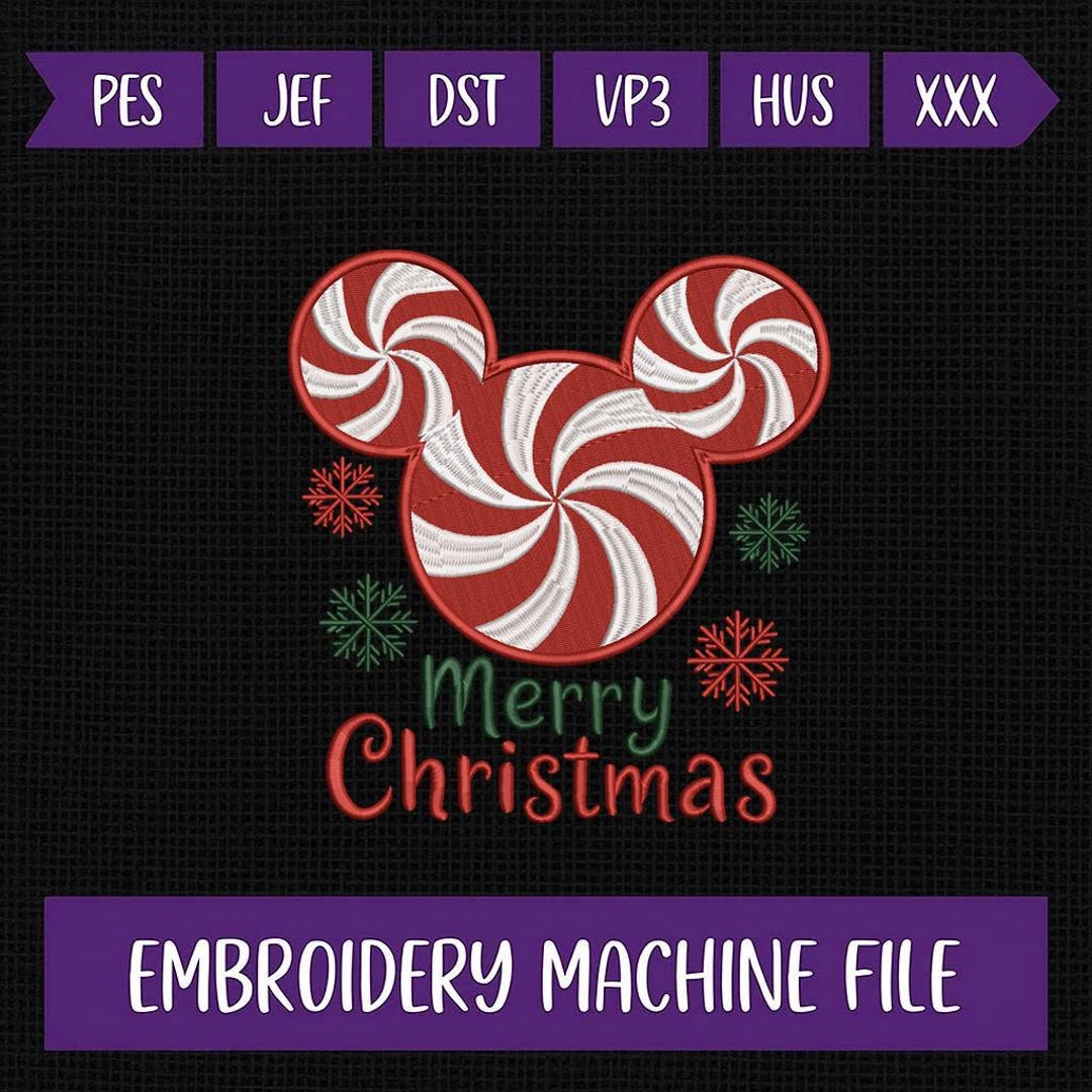 Peppermint Ears Christmas Embroidery Design, Candy Swirl Holiday Stitch ...