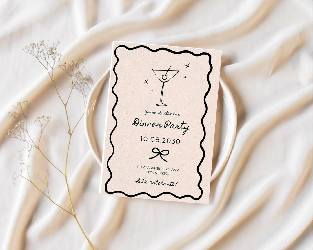 Editable Girls' Night Dinner Invitation: Chic Party Template (digital ...