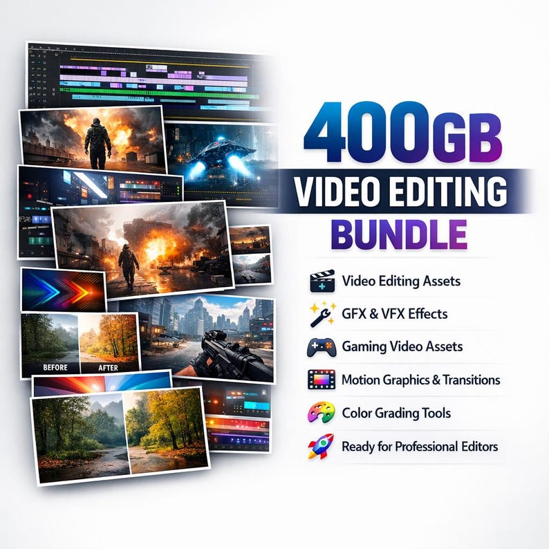 400GB Video Editing Bundle | Premiere Pro, Cinematic Luts, Transitions ...