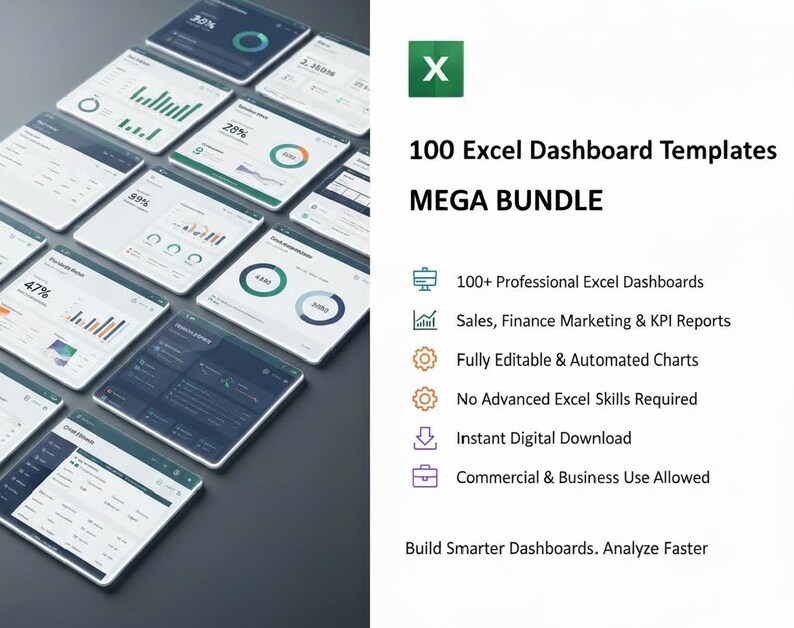 100 Excel Dashboard Templates Bundle | Business Analytics & Reporting ...