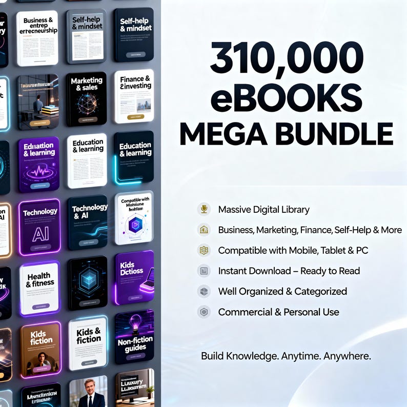 310,000+ Premium Ebooks Bundle | Digital Library| Business, Self-help ...