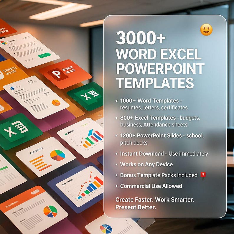 3000+ Word Excel Powerpoint Templates Bundle | Fully Editable Office ...