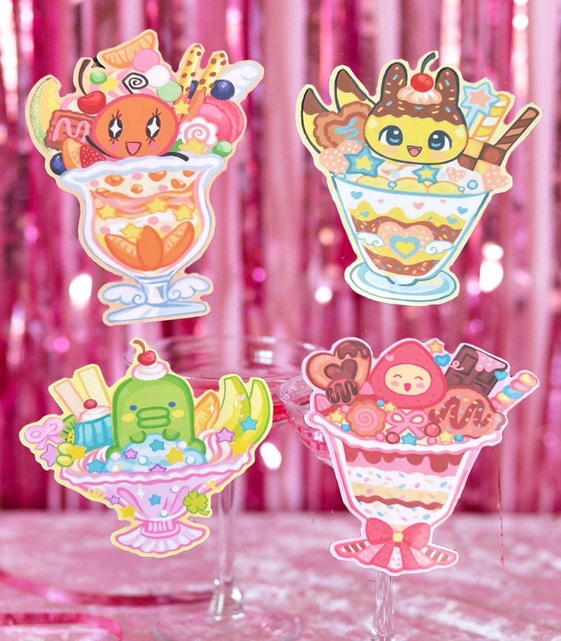 Digital Friend Party Parfaits Stickers - Etsy