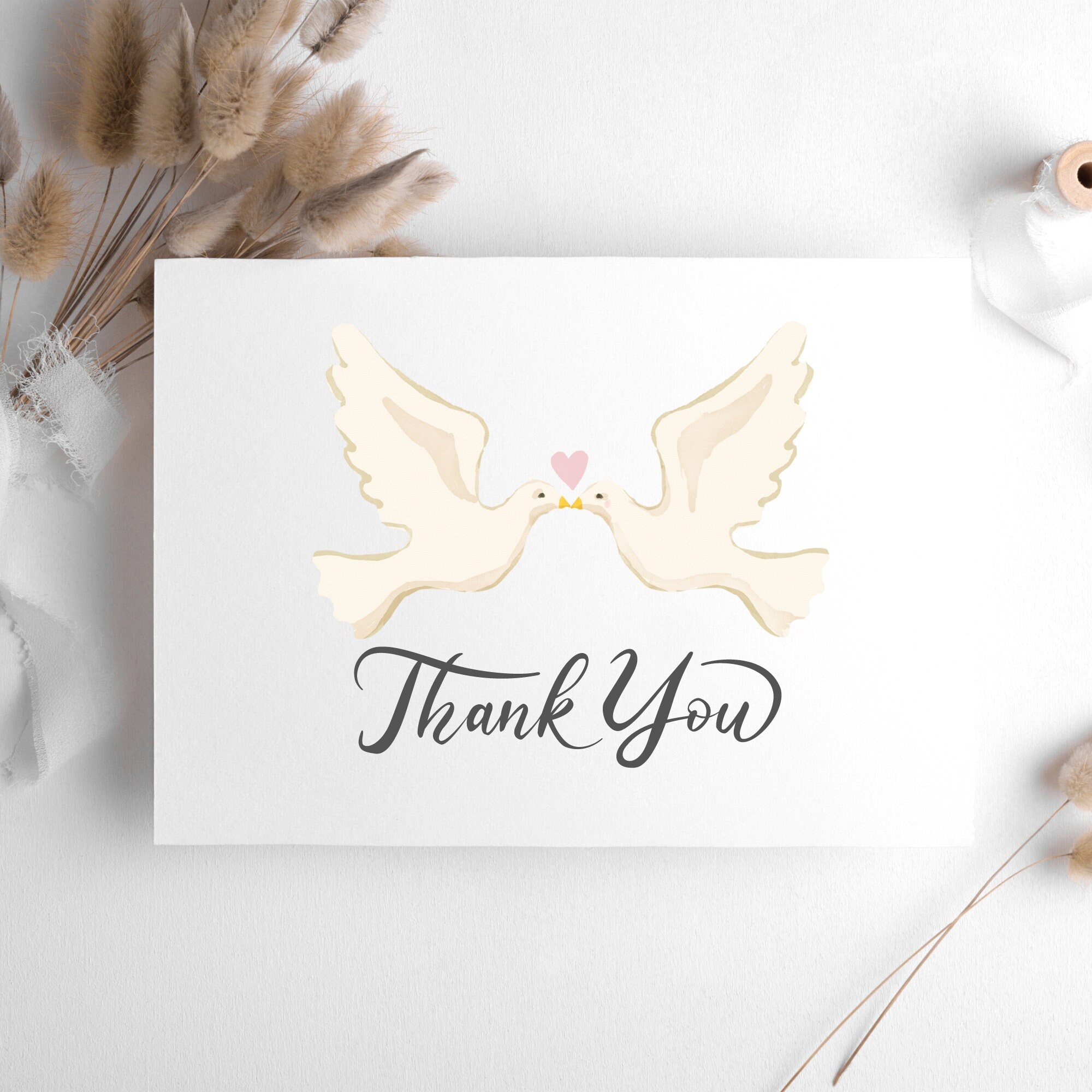 Notecard Thank You Flying Doves Notecard Printed Notecard Multiples ...