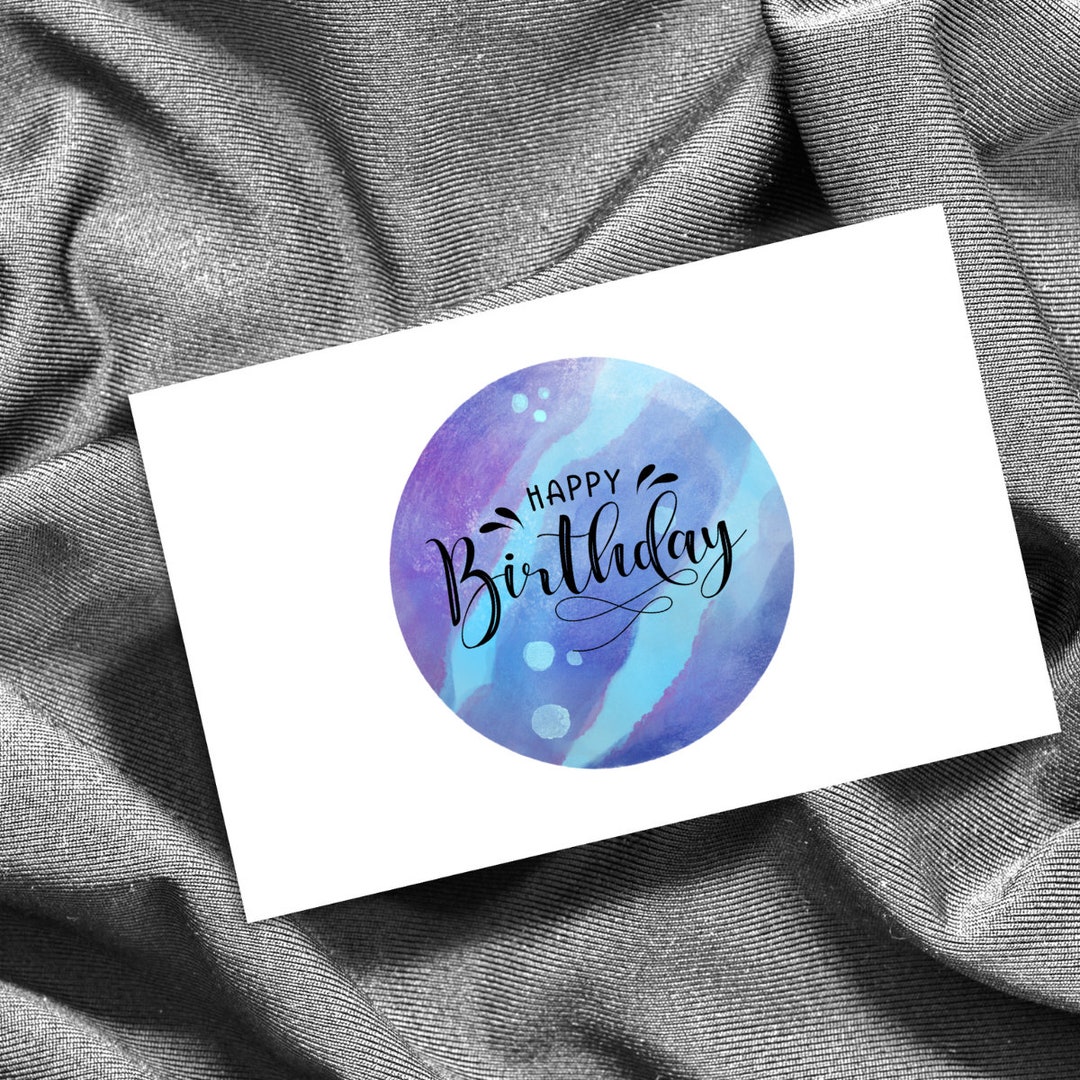 Happy Birthday Blue Planet Greeting Card Printed Happy - Etsy