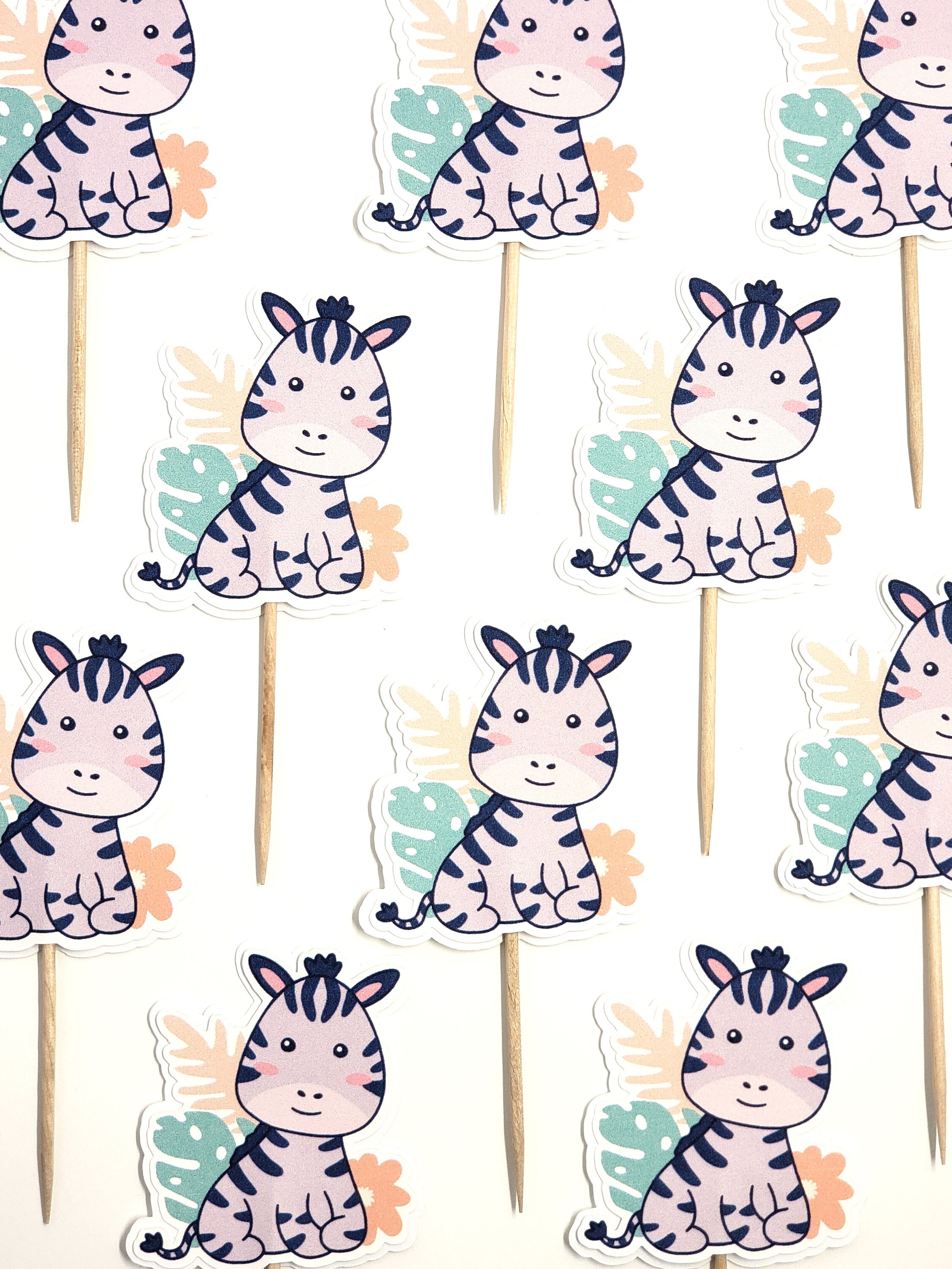 Cupcake Toppers Baby Shower Topper Birthday Topper Zebra Theme 1 Topper ...