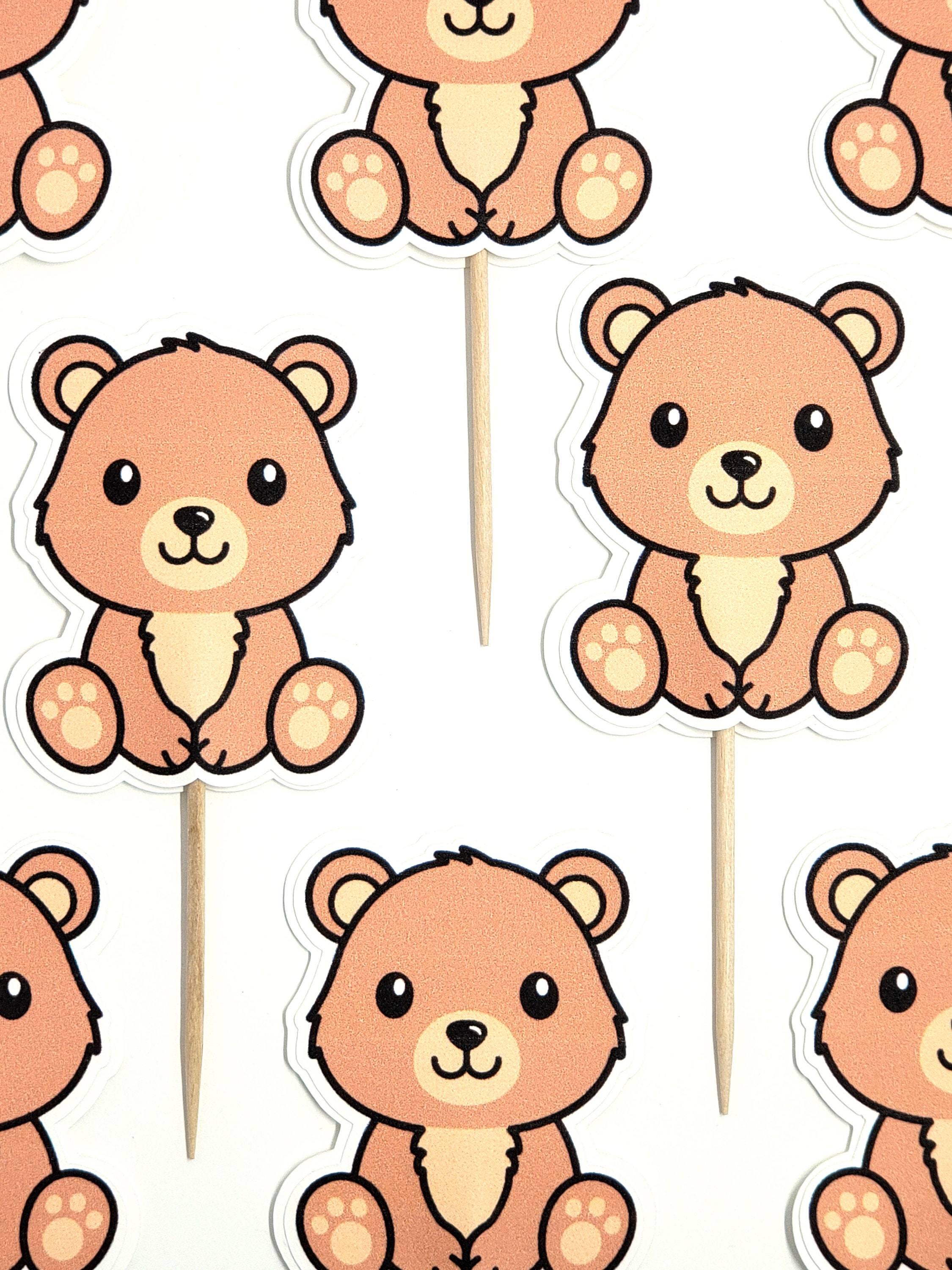 Cupcake Toppers Baby Shower Topper Birthday Topper Teddy Bear Theme 1 ...