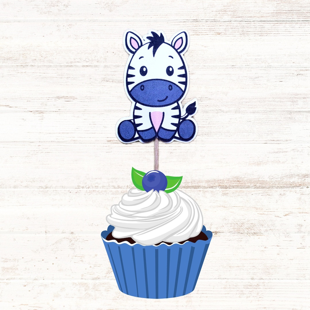 Cupcake Toppers Baby Shower Topper Birthday Topper Zebra Theme 2 Topper ...