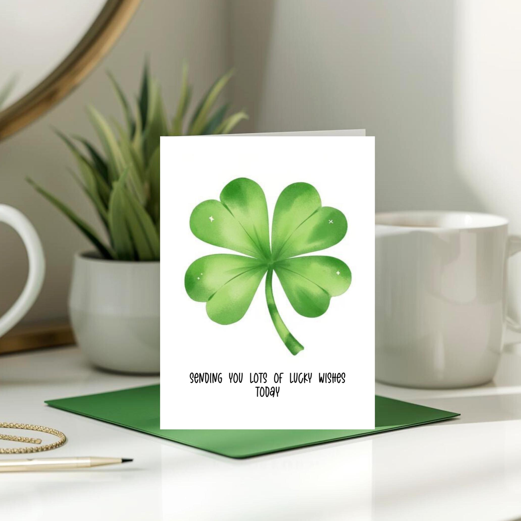 Lucky Shamrock St Patrick’s Day Card Sending You Lucky Wishes Today 5x7 ...