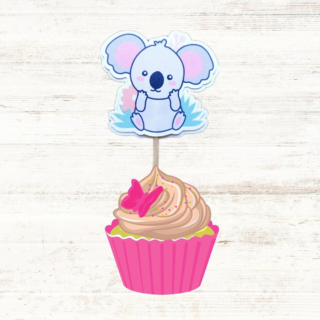 Cupcake Toppers Baby Shower Topper Birthday Topper Koala Theme 2 Topper ...