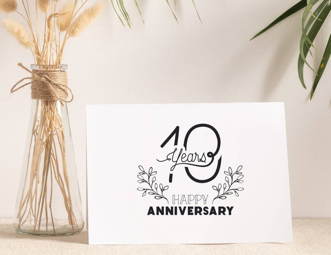Happy Anniversary Card Happy 10 Year Anniversary Card Printed ...