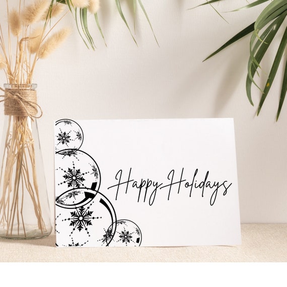 Happy Holidays Black And White Card