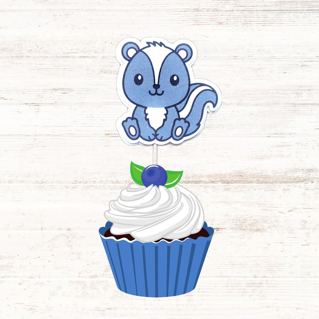 Cupcake Toppers Baby Shower Topper Birthday Topper Skunk Theme 1 Topper ...