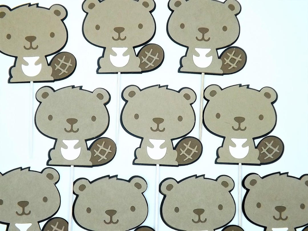 Beaver Cupcake Toppers, Kraft Brown Party Decor, Set of 10 - Etsy