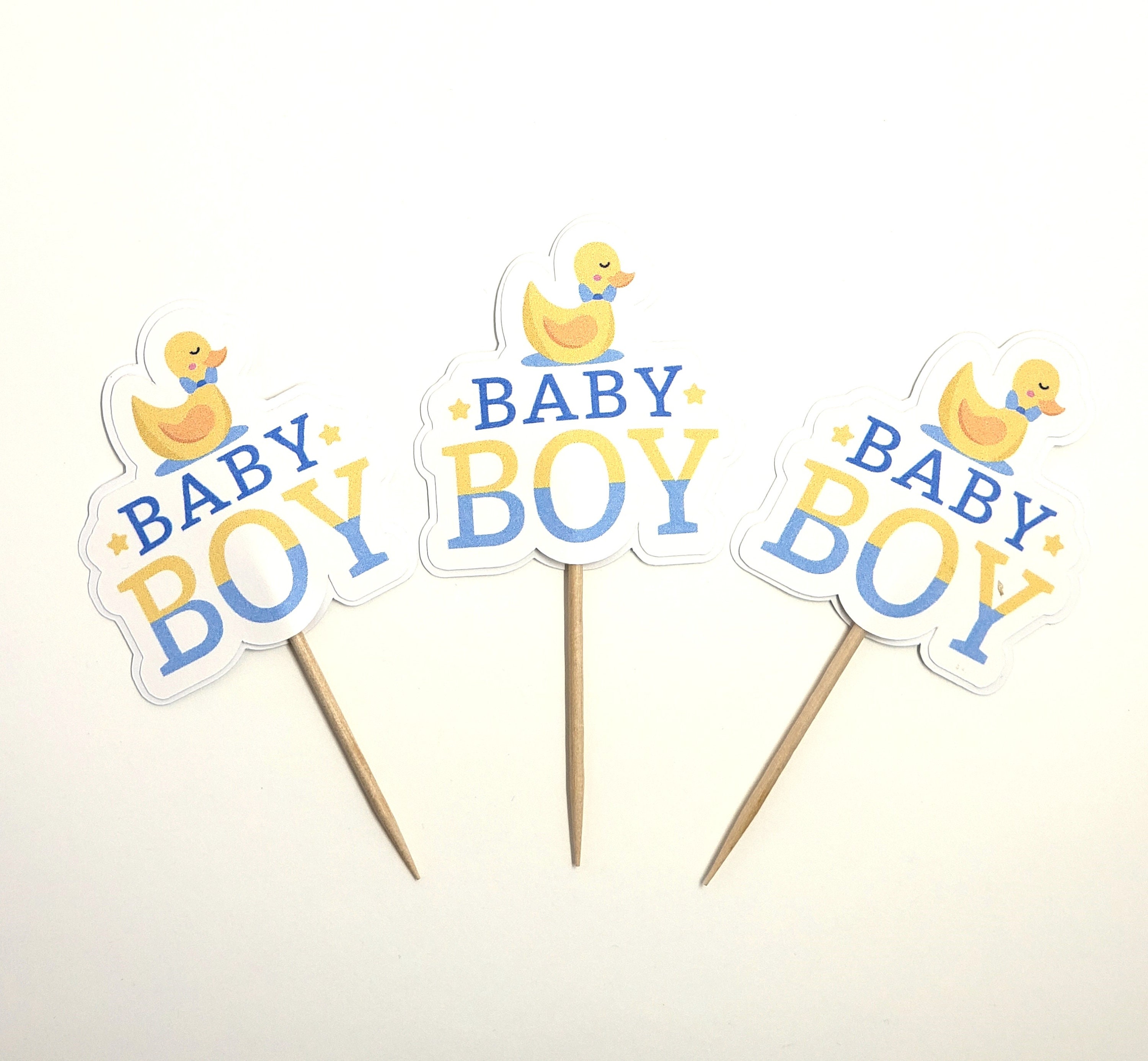 Cupcake Toppers Baby Shower Toppers Birthday Toppers Baby Boy Blue and ...