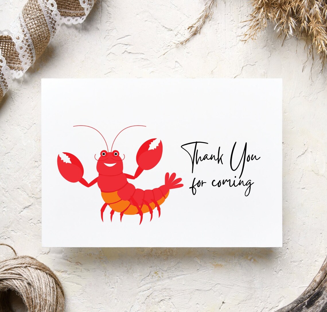 Notecard Lobster Crustacean Note Cards Thank You Notecards Multiple ...