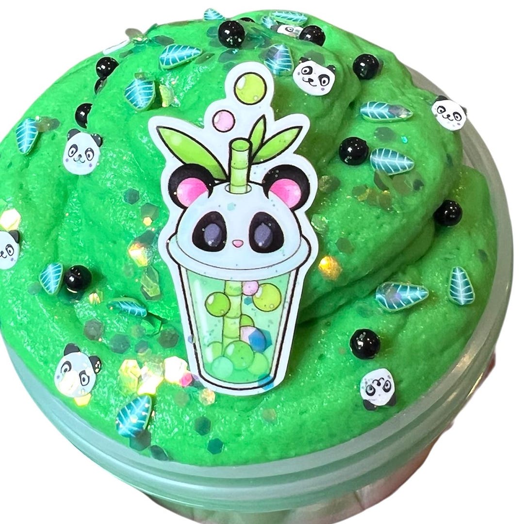 Panda Matcha Latte Green Tea Boba Cloud Cream Slime Scented Slime - Etsy