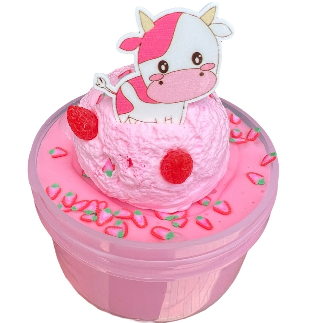 Strawberry Milkshake Cow Scoops Strawberry Ice Cream Diy Clay Slime ...