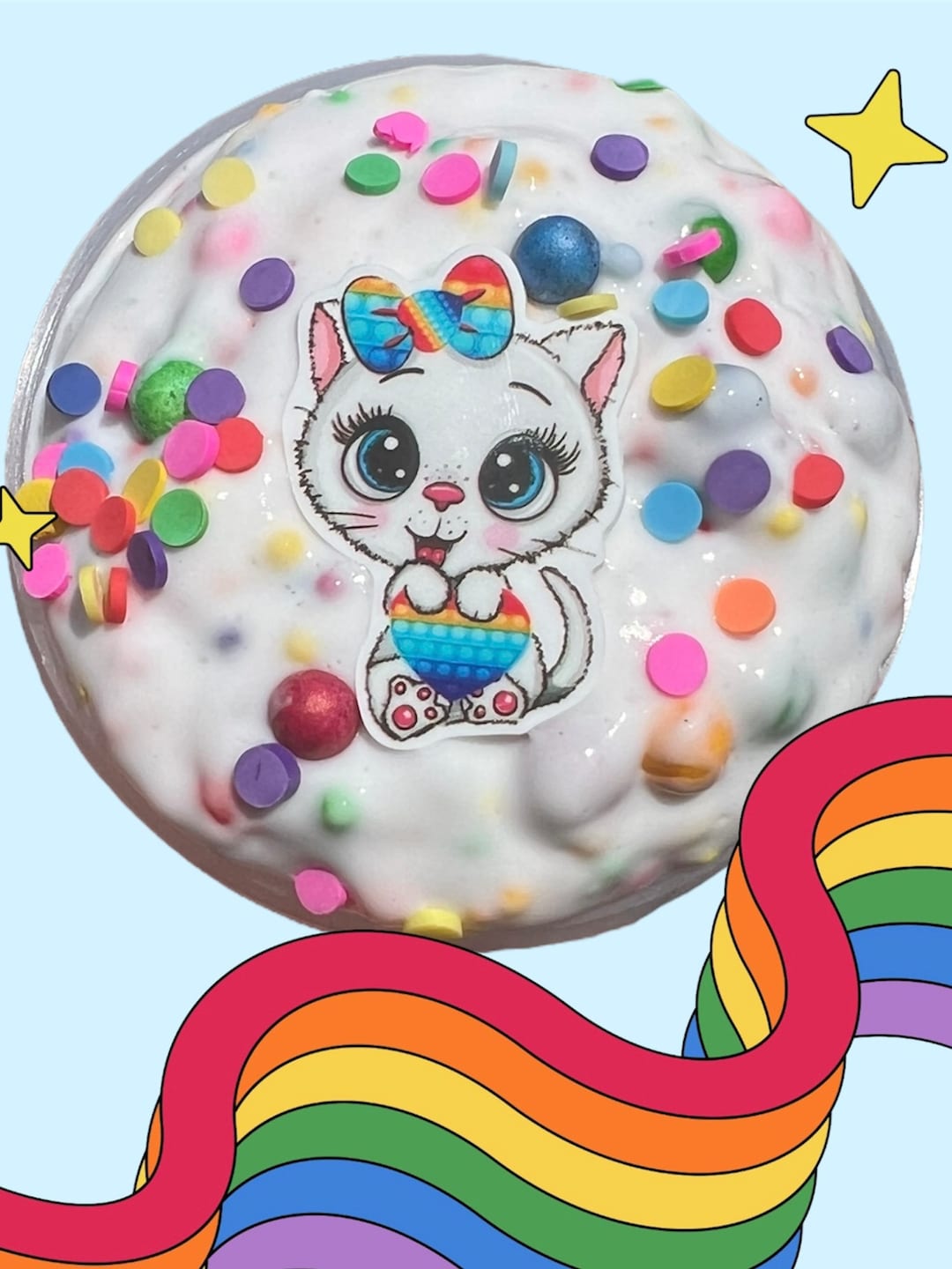 Rainbow Kitty Bubble Popper Crunchy Foam Bead Scented Slime - Etsy